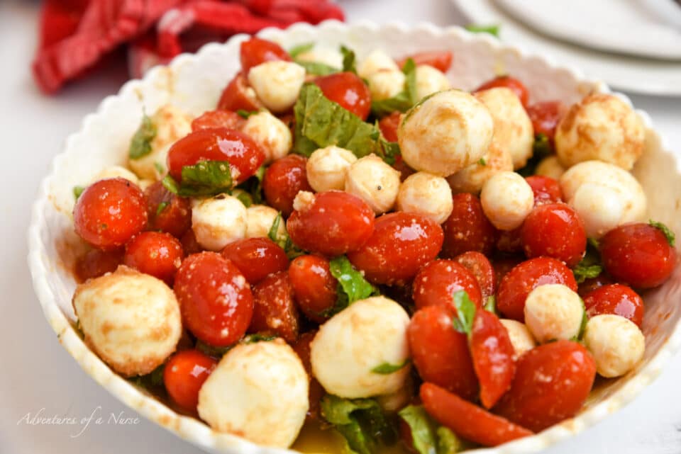 Easy Caprese salad with homemade dressing - Adventures of a Nurse