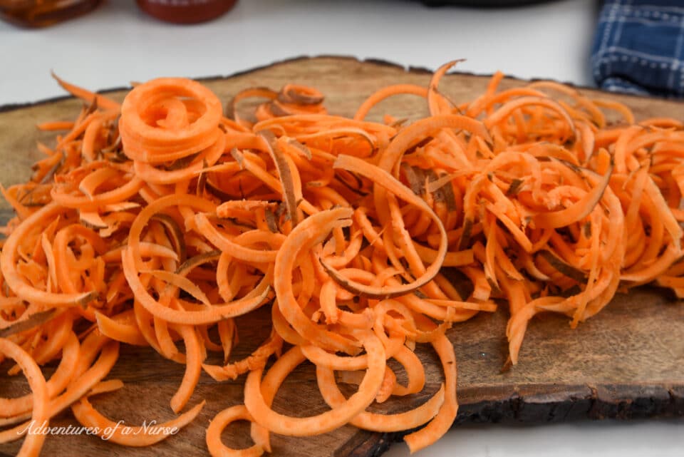 Easy Air Fryer Sweet Potato Curly Fries - Adventures of a Nurse